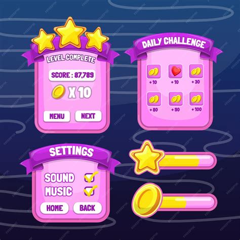 벡터 게임 템플릿 Gui 키트 무료 벡터