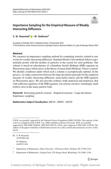 importance sampling for the empirical measure of weakly interacting
