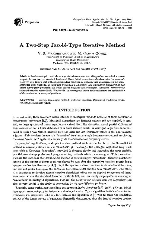 Pdf A Two Step Jacobi Type Iterative Method