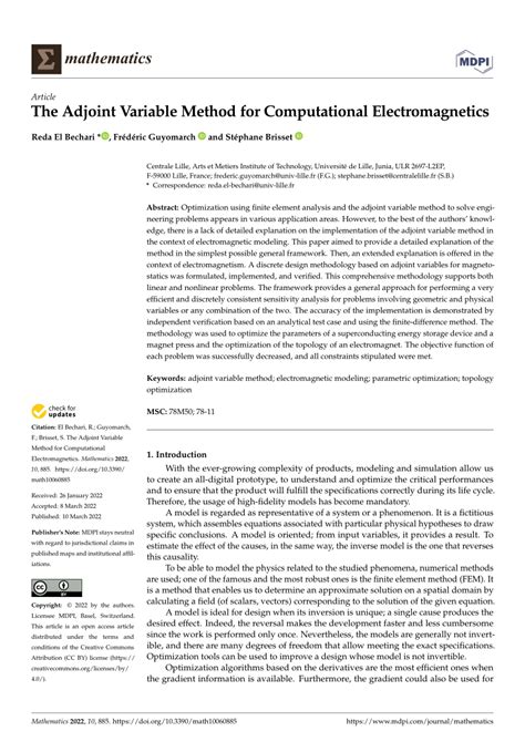 Pdf The Adjoint Variable Method For Computational Electromagnetics