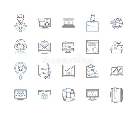 Strategy Department Line Icons Collection Planning Tactics Analysis
