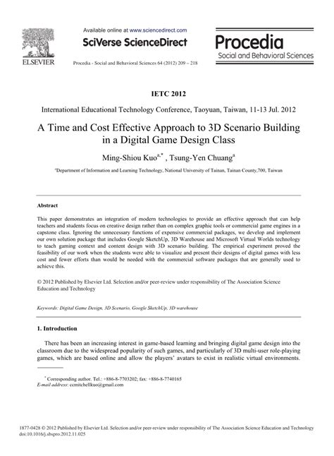A Time And Cost Effective Approach To 3d Scenario Building In A Digital