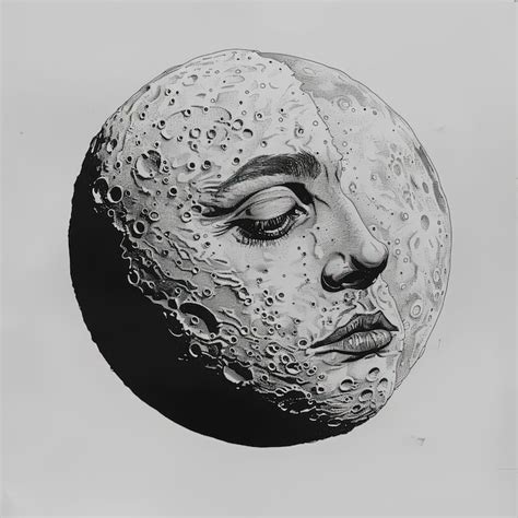 Premium Photo A Drawing Of A Womans Face On The Moon