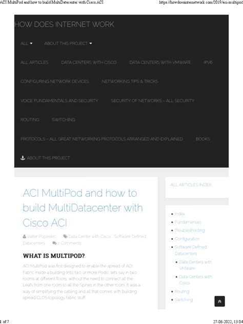 Aci Multipod And How To Build Multidatacenter With Cisco Aci How Does Internet Work Pdf