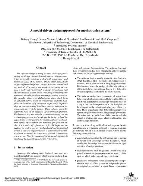 Pdf A Model Driven Approach For Mechatronic Systems