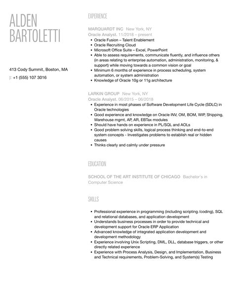 Oracle Analyst Resume Samples Velvet Jobs