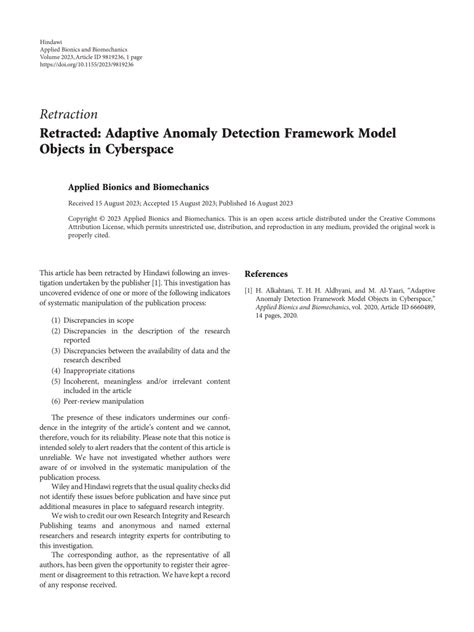 Pdf Retracted Adaptive Anomaly Detection Framework Model Objects In