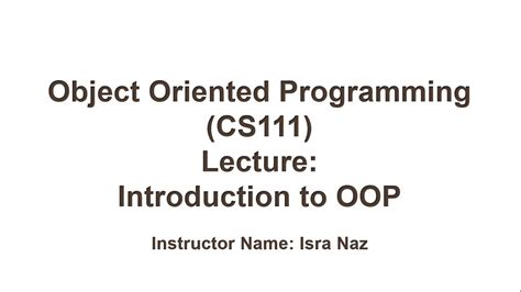 Introduction To Oop Object Oriented Programming Youtube