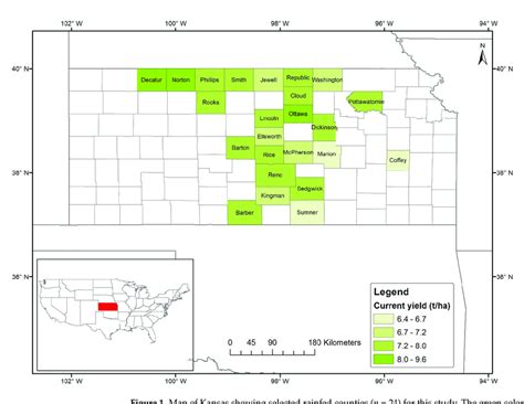 Map Of Kansas Showing Selected Rainfed Counties N 24 For This