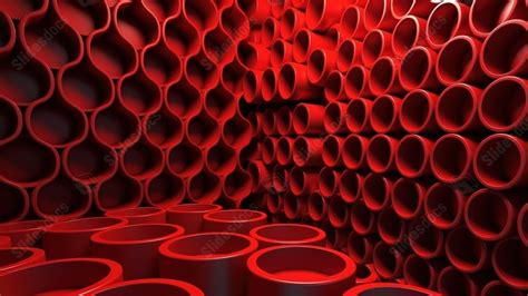무료 빨간색 원통으로 구성된 벽의 3d 렌더링 Ppt 배경 Slidesdocs