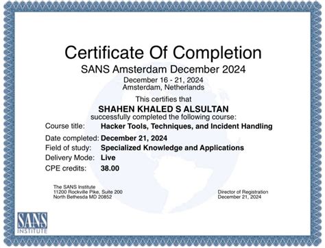 Shahen Alsultan On Linkedin Im Thrilled To Have Completed The Sans