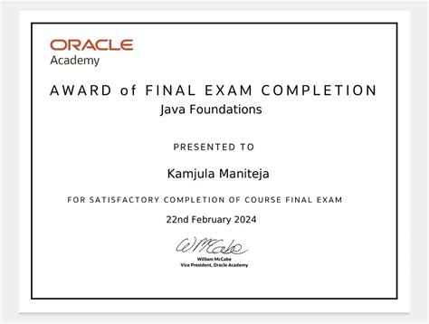 Maniteja Kamjula On Linkedin Javaprogramming Javafoundation Oracle Oracleacademy