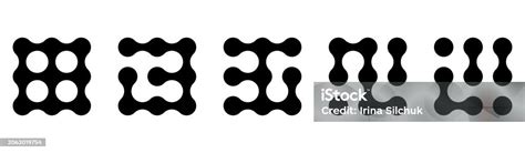 Set Of Connected Black Dots Transition Metaballs Integration Symbol Circles Pattern Stock