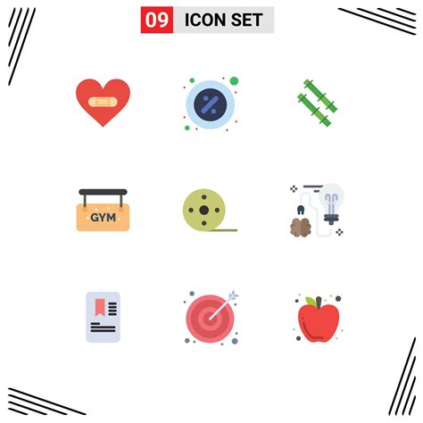 Móvil Interfaz Plano Color Conjunto De 9 9 Pictogramas De Película