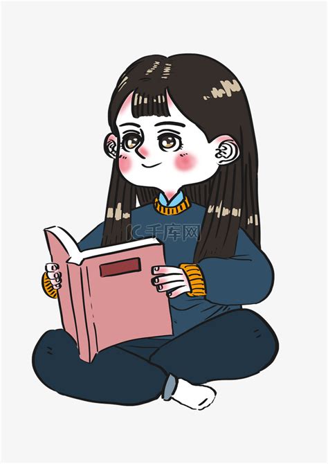 女生节安静读书的乖巧文静女生卡通人物素材图片免费下载 千库网