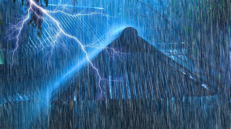 밤에 양철지붕에서 폭우와 천둥번개를 동반한 3분 안에 스트레스를 이기고 푹 숙면 Youtube