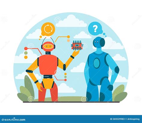 Artificial Intelligence Self Learning Computing System Stock Vector Illustration Of Cyborg