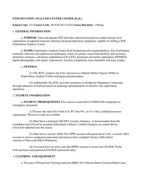 Exploitation Analysis Center Course Eac Docest