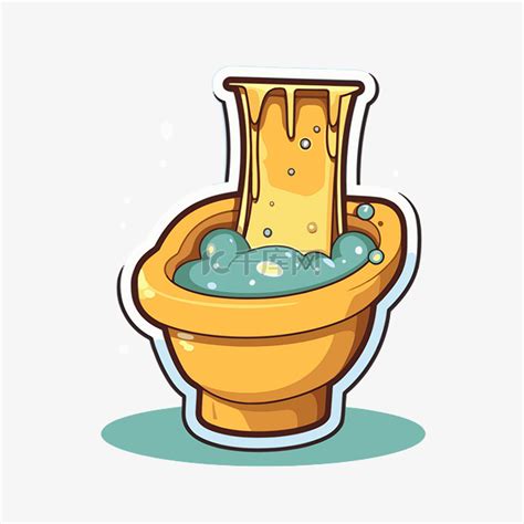 卡通厕所矢量，马桶底部有气泡和油素材图片免费下载 千库网