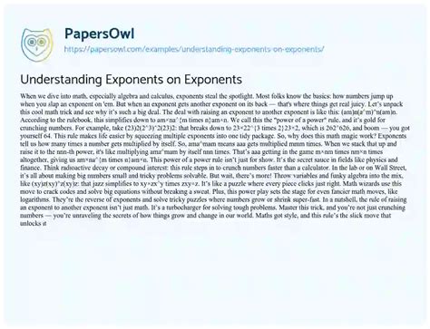 Understanding Exponents On Exponents Free Essay Example 446 Words