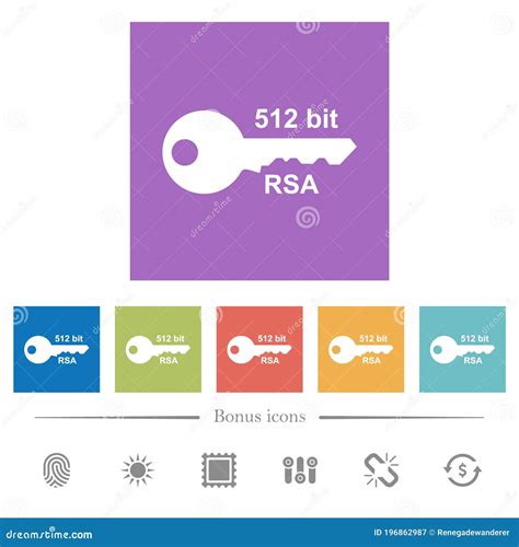 512 Icônes Blanches Plates De Chiffrement Rsa De Bit Aux Arrière Plans ² Illustration De Vecteur
