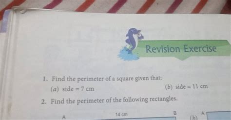 Revision Exercise1 Find The Perimeter Of A Square Given That A Side