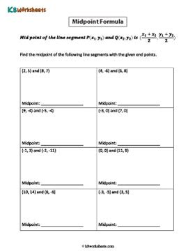 Midpoint Formula Worksheets