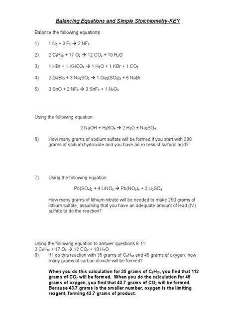 Stoichiometry Practice 1 Worksheet Answers Printable Pdf Template