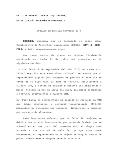 objeta liquidación pdf