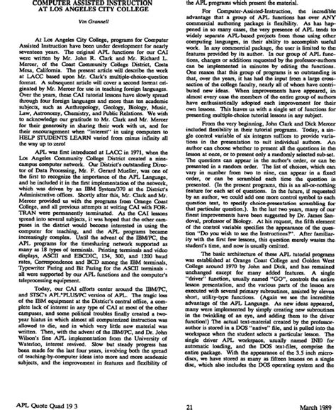 computer assisted instruction at los angeles city college acm sigapl