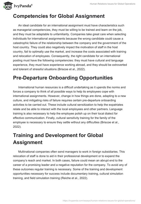 Human Relations Issues For Global Operations 1123 Words Essay Example