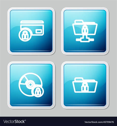 Set Line Credit Card With Lock Ftp Folder And Cd Vector Image