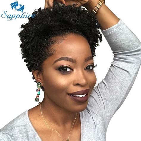 Sapphire Short Bob Wigs For Black Women Remy Afro Curly Human Hair Wig