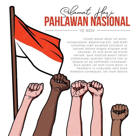셀라맛 하리 팔라완 내셔널 번역 해피 인도네시아어 국가 영웅의 날 프리미엄 벡터