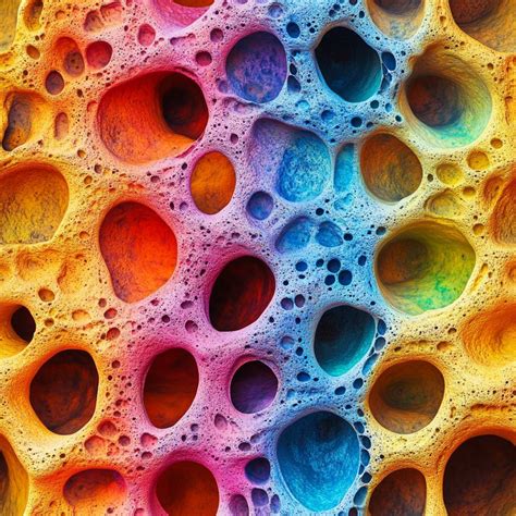Macro View Of Porous Surface In Vivid Colors