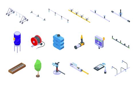 Premium Vector Irrigation System Icons Set Isometric Vector Farming