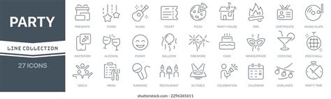 Party Linear Signed Icon Collection Signed Stock Vector Royalty Free 2296365611 Shutterstock