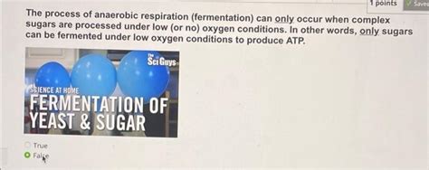 Solved 1 Points Savec The Process Of Anaerobic Respiration Chegg