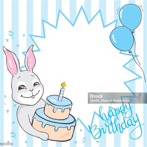 만화 말 토끼 헬륨 풍선 파란색과 분홍색 배경에 꽃과 구름과 베이비 샤워 초대장 세트 그것은 소년입니다 그것은 여자입니다 벡터 일러스트 레이 션 0명에 대한 스톡 벡터 아트