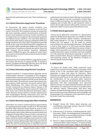 A Review On Fabric Defect Detection Techniques PDF Needlework Arts And Crafts