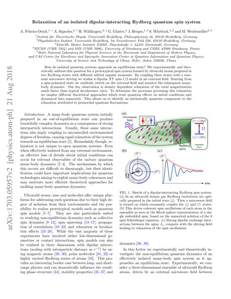 Pdf Relaxation Of An Isolated Dipolar Interacting Rydberg Quantum