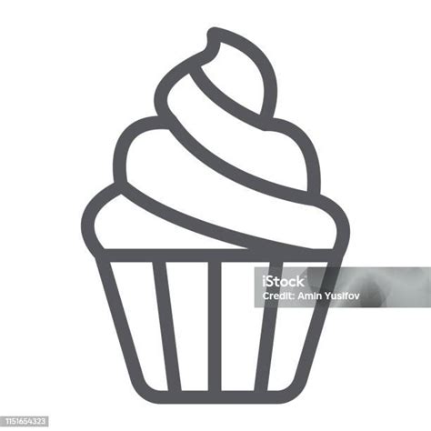 컵 케이크 라인 아이콘 달콤한 음식과 음식 머핀 기호 벡터 그래픽 흰색 바탕에 선형 패턴 10에 대한 스톡 벡터 아트 및 기타 이미지 Istock