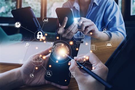Businessmen Fingerprint Scanning And Biometric Authentication