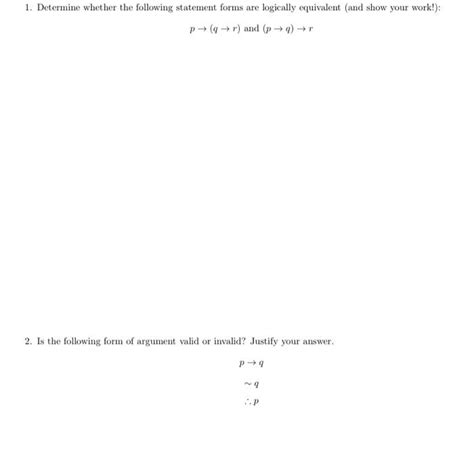 solved 1 determine whether the following statement forms