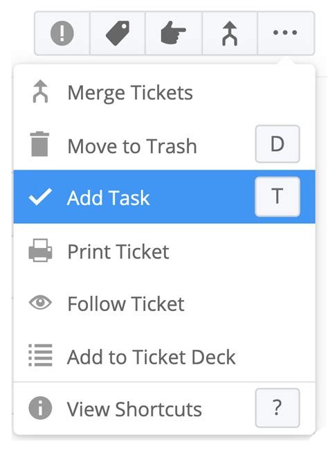 Task Options On A Ticket Teamwork Desk Support