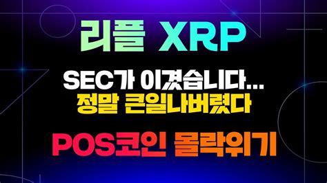 리플 Xrp 소송속보 Sec가 이겨버렸습니다 이거 정말 큰일났다 Pos코인들 몰락위기 ㅣ리플 Xrp 리플 Xrp