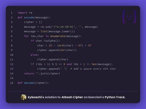 Kylesezhis Solution For Atbash Cipher In Python On Exercism