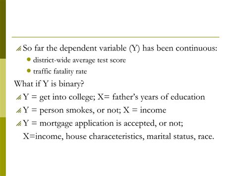 Ppt Binary Dependent Variable Regression Models Powerpoint Presentation Id9729985