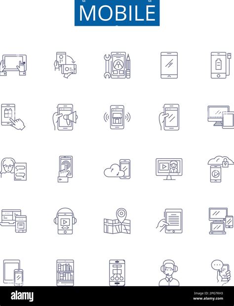 Mobile Line Icons Signs Set Design Collection Of Phone Cellphone Handset Mobile Smartphone