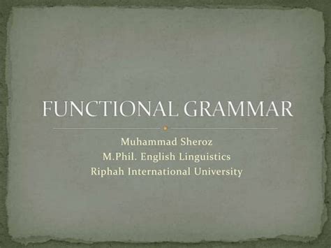 Functional Approaches Ppt